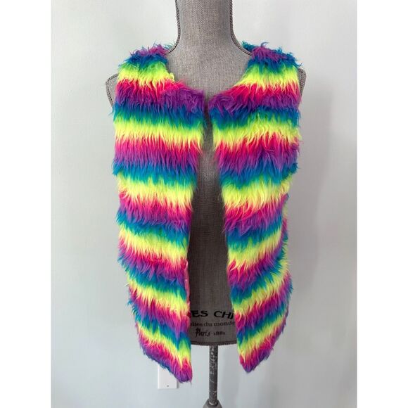Trolls | Jackets & Coats | Nwt Trolls World Tour Rainbow Faux Fur Vest ...